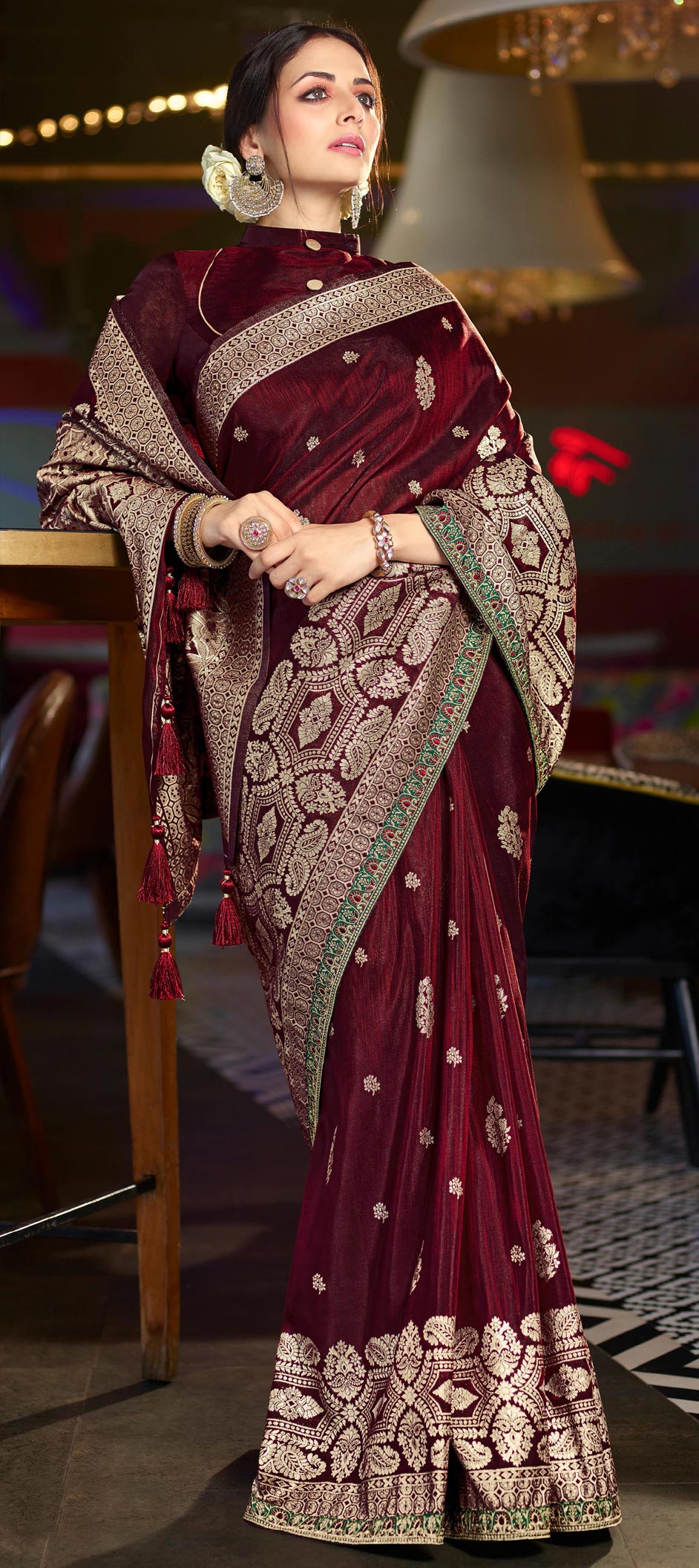 Traditional Red and Maroon color Art Silk, Silk fabric Saree : 1770263