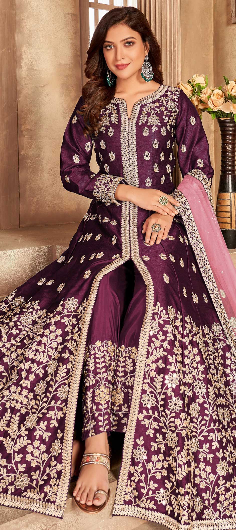 Festive, Party Wear Purple and Violet color Art Silk fabric Salwar ...