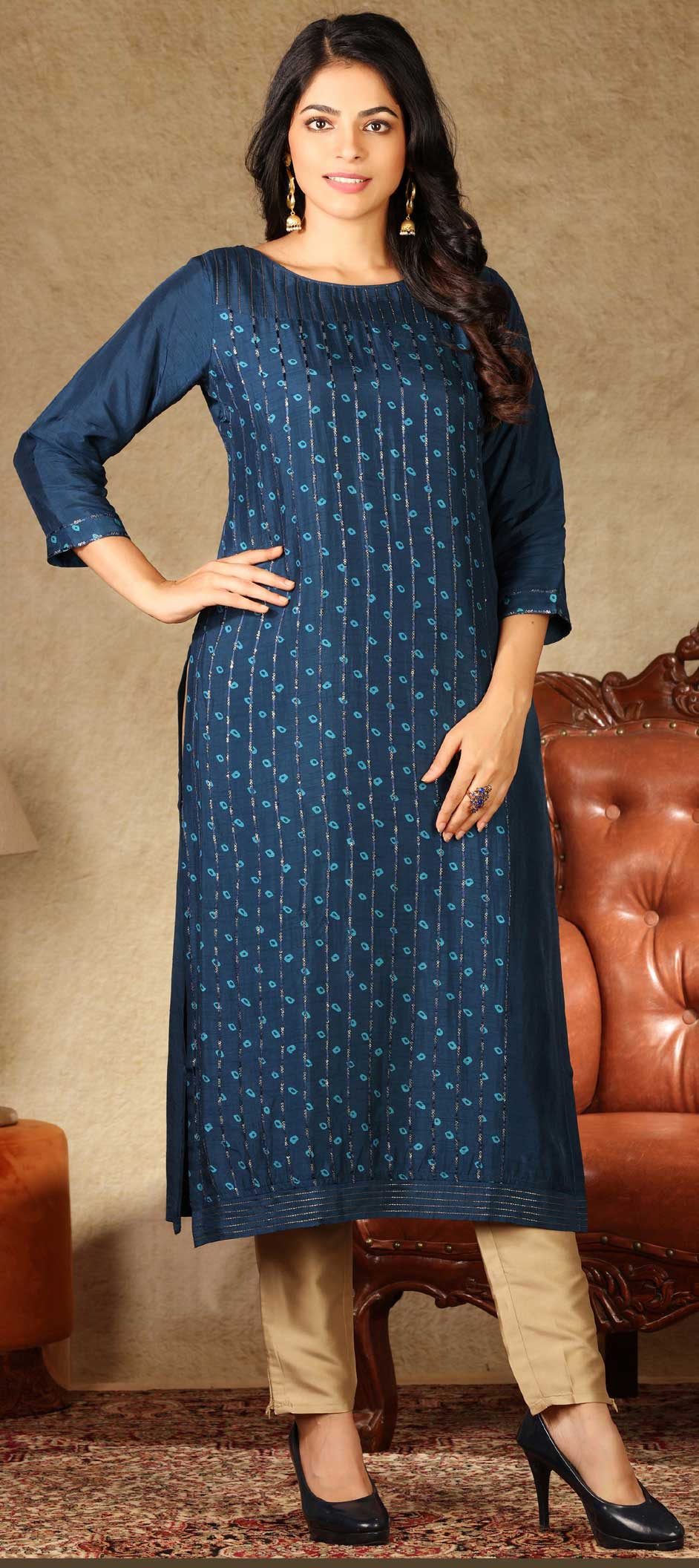 Casual Blue color Chiffon fabric Kurti : 1772559