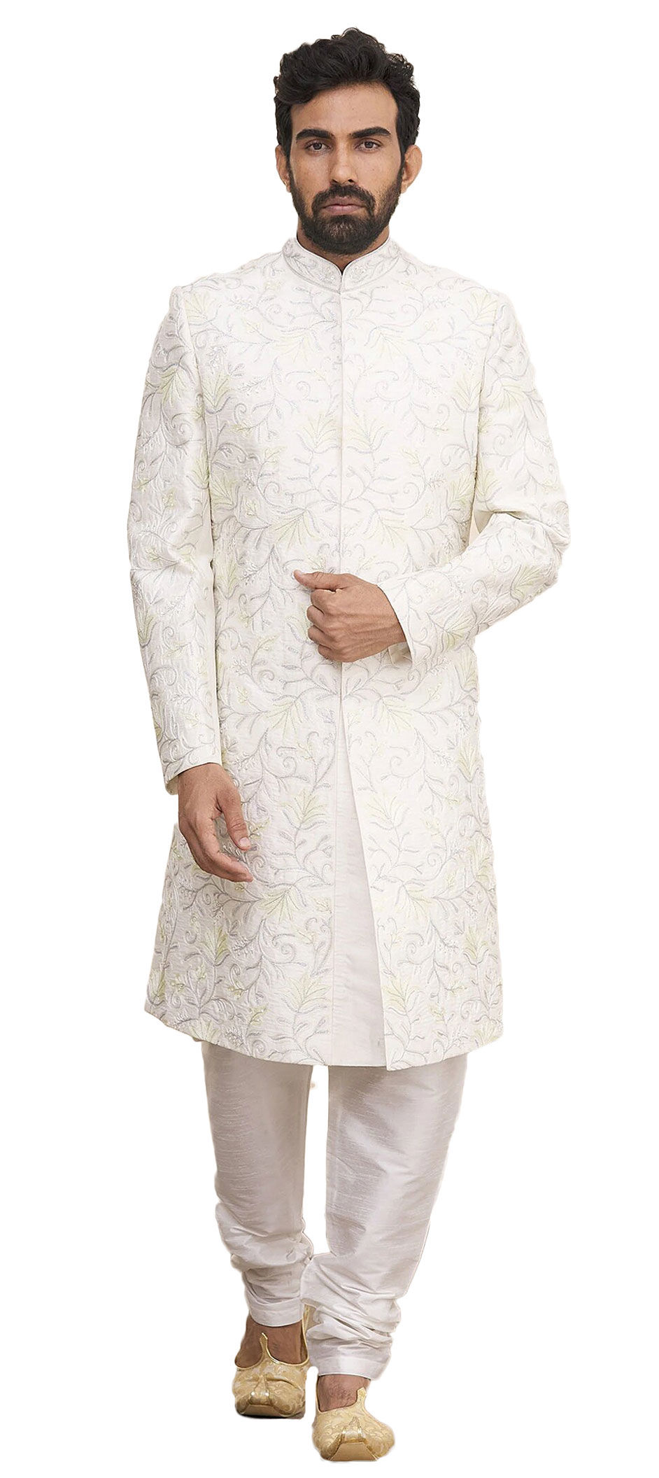 White and Off White color Silk fabric Sherwani : 1778459