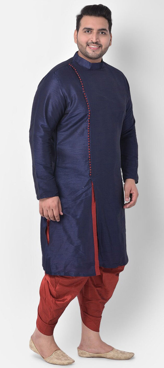 Blue color Dupion Silk fabric Dhoti Kurta : 1779707