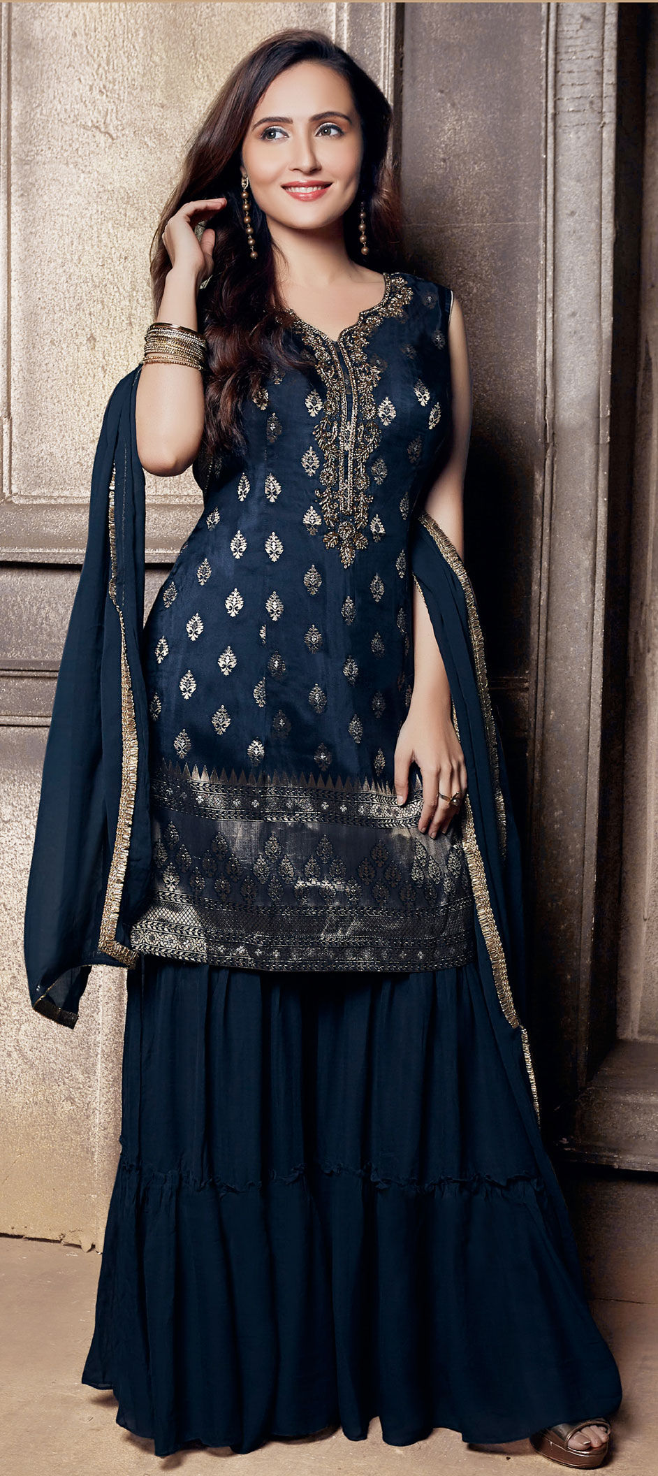 Festive, Mehendi Sangeet, Party Wear Blue color Brocade fabric Salwar ...