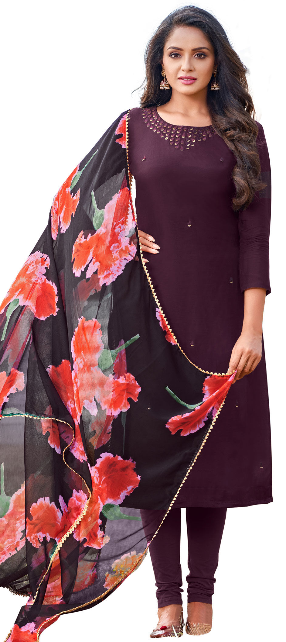 Casual, Party Wear Purple and Violet color Cotton fabric Salwar Kameez ...