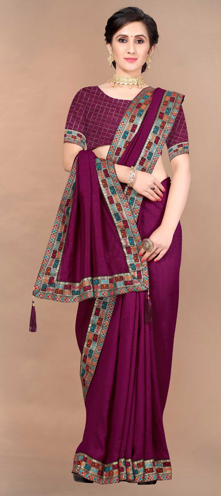 Traditional Purple and Violet color Art Silk, Silk fabric Saree : 1780337
