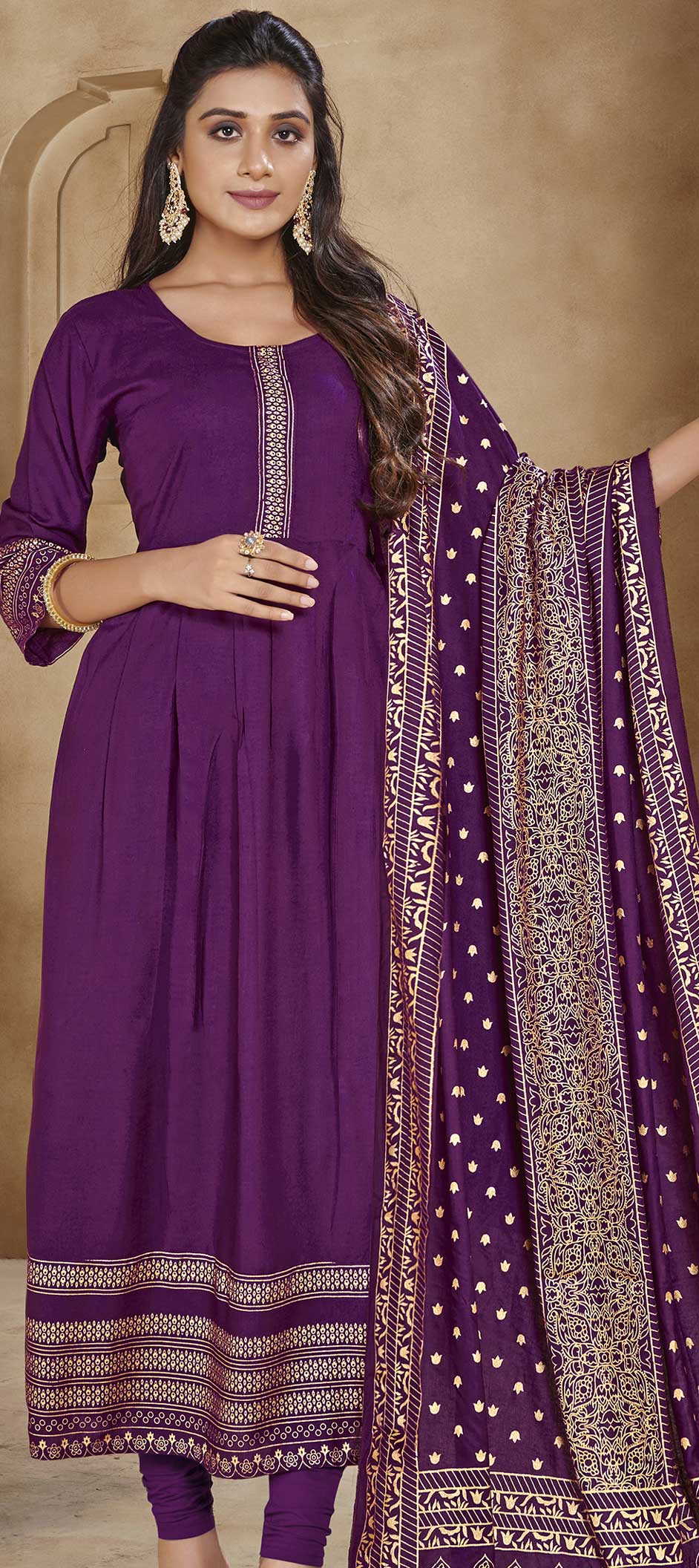 Casual Purple and Violet color Rayon fabric Kurti : 1782633