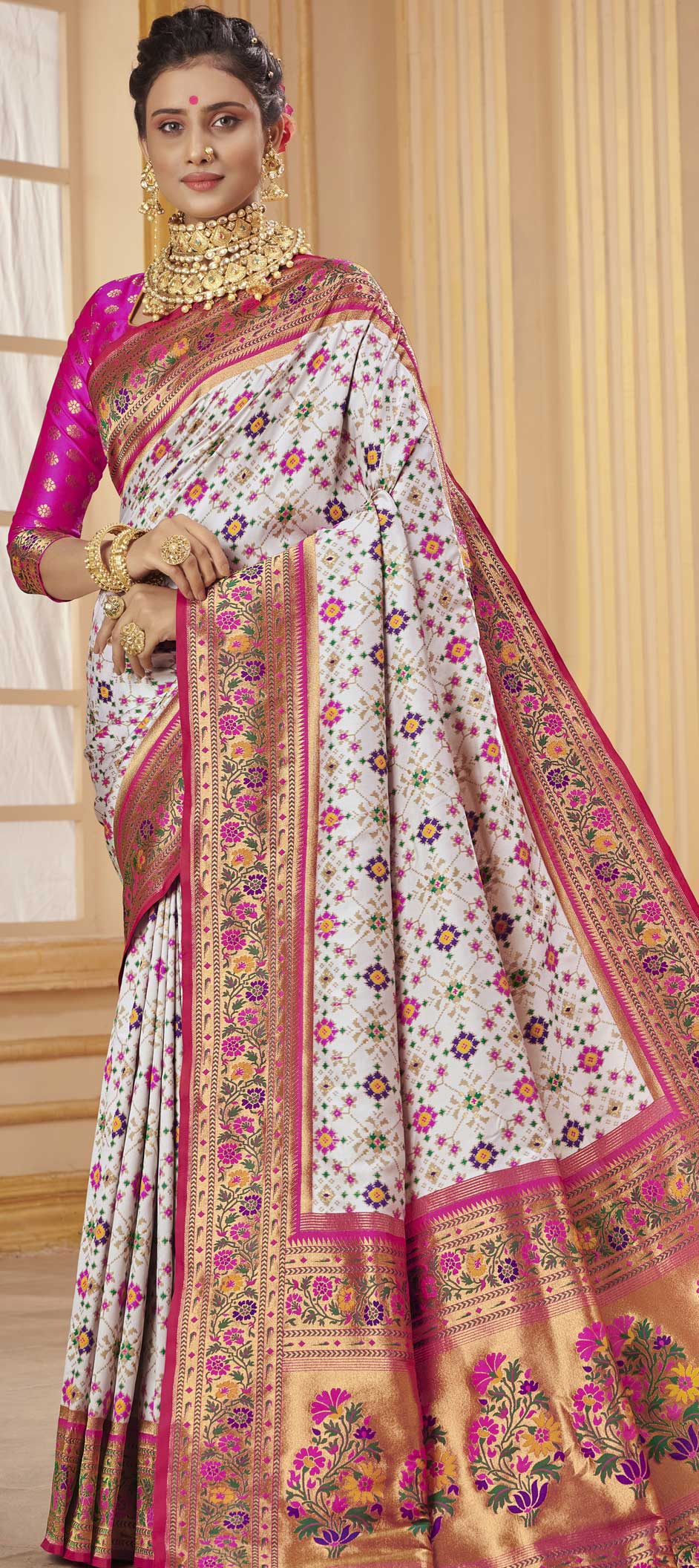 Bridal, Traditional, Wedding White and Off White color Patola Silk ...