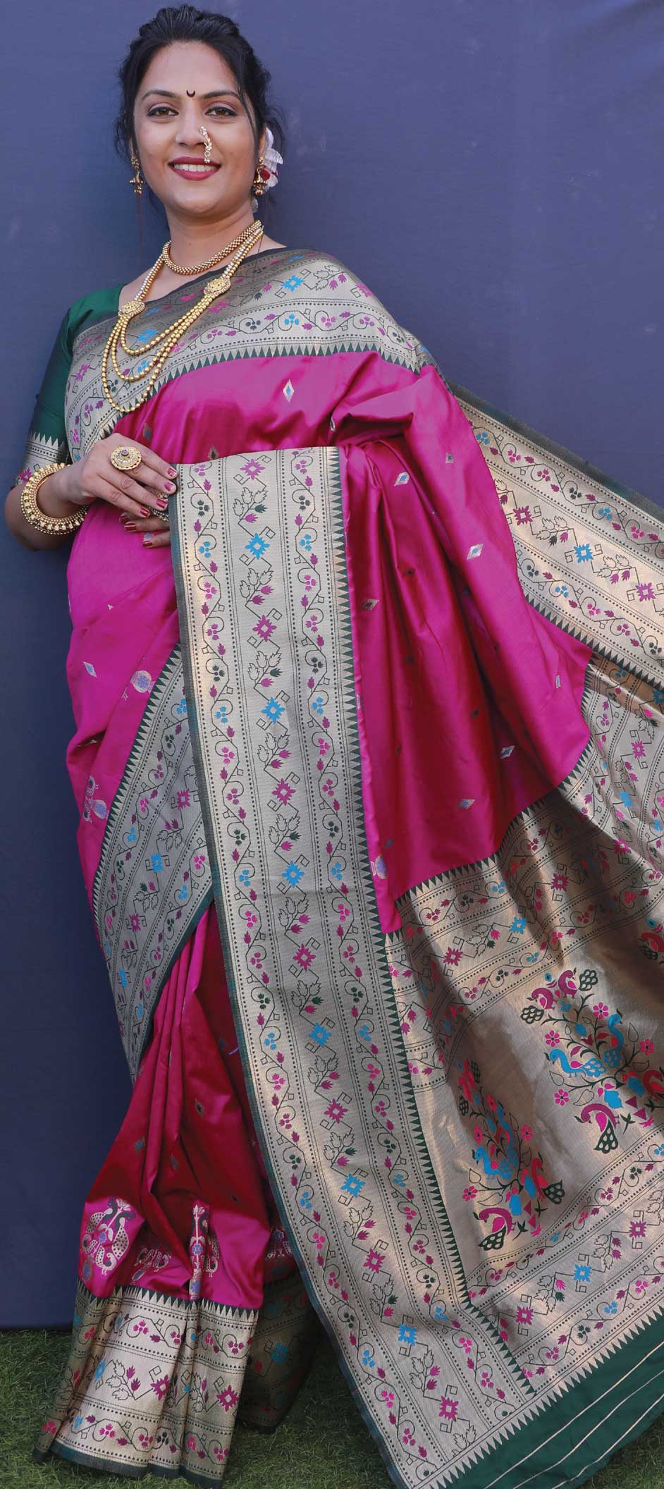 Traditional, Wedding Pink and Majenta color Art Silk, Silk fabric Saree ...