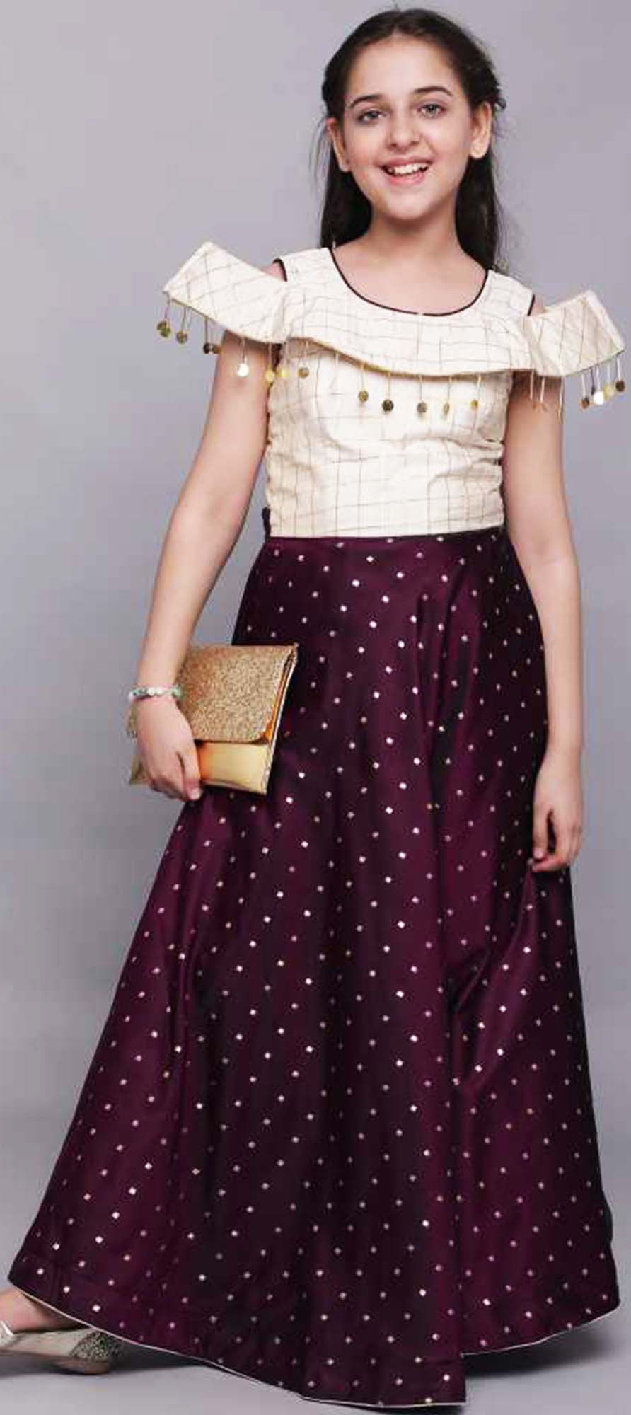 Purple and Violet, White and Off White color Blended, Satin Silk fabric ...