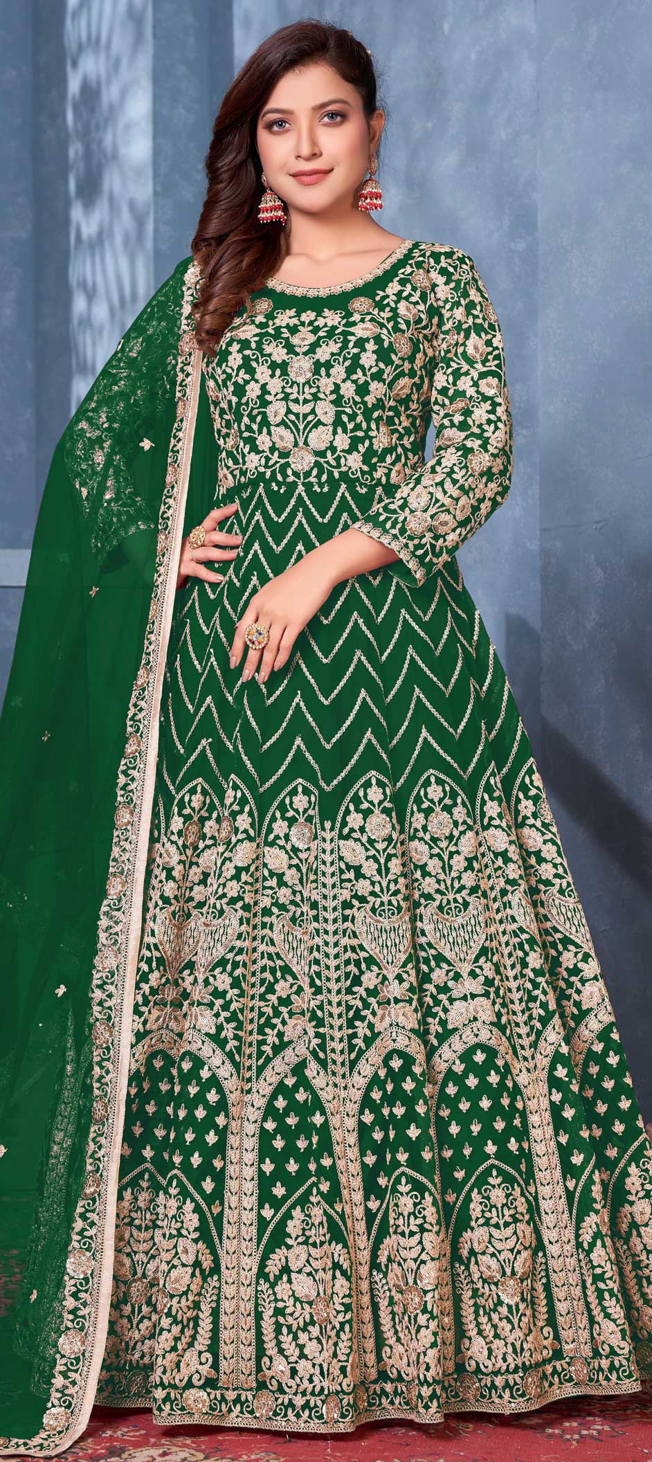 Festive, Party Wear Green color Net fabric Salwar Kameez : 1786643