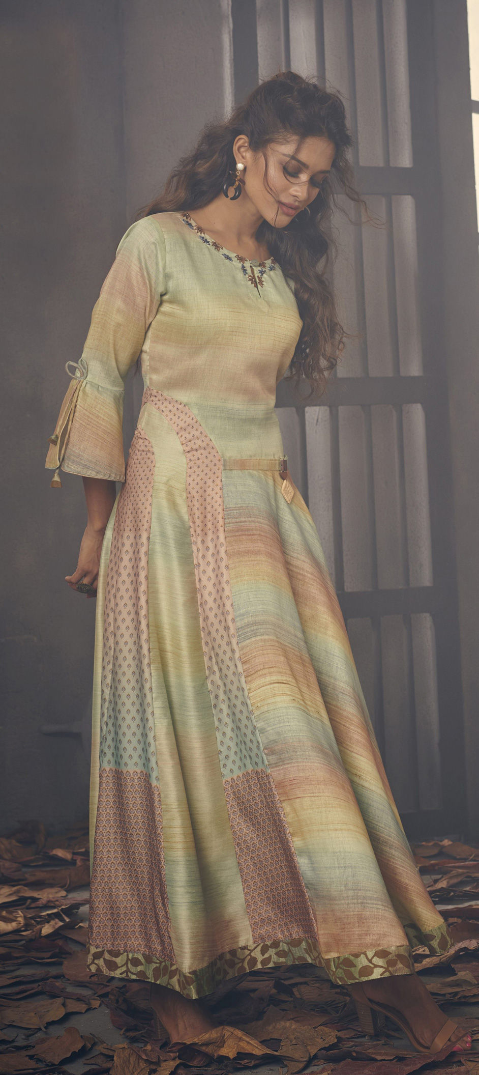 Party Wear Multicolor color Blended Cotton fabric Gown : 1788911