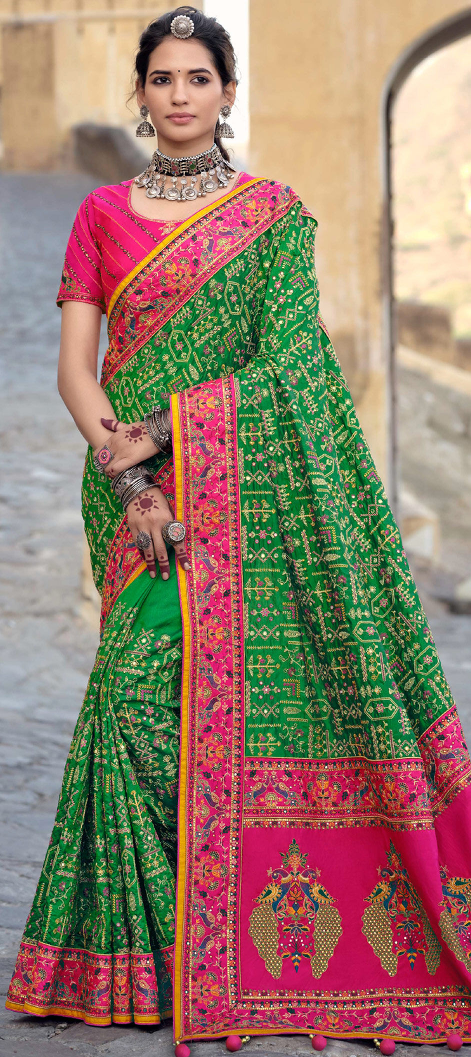 Bridal, Wedding Green color Banarasi Silk, Silk fabric Saree : 1790960