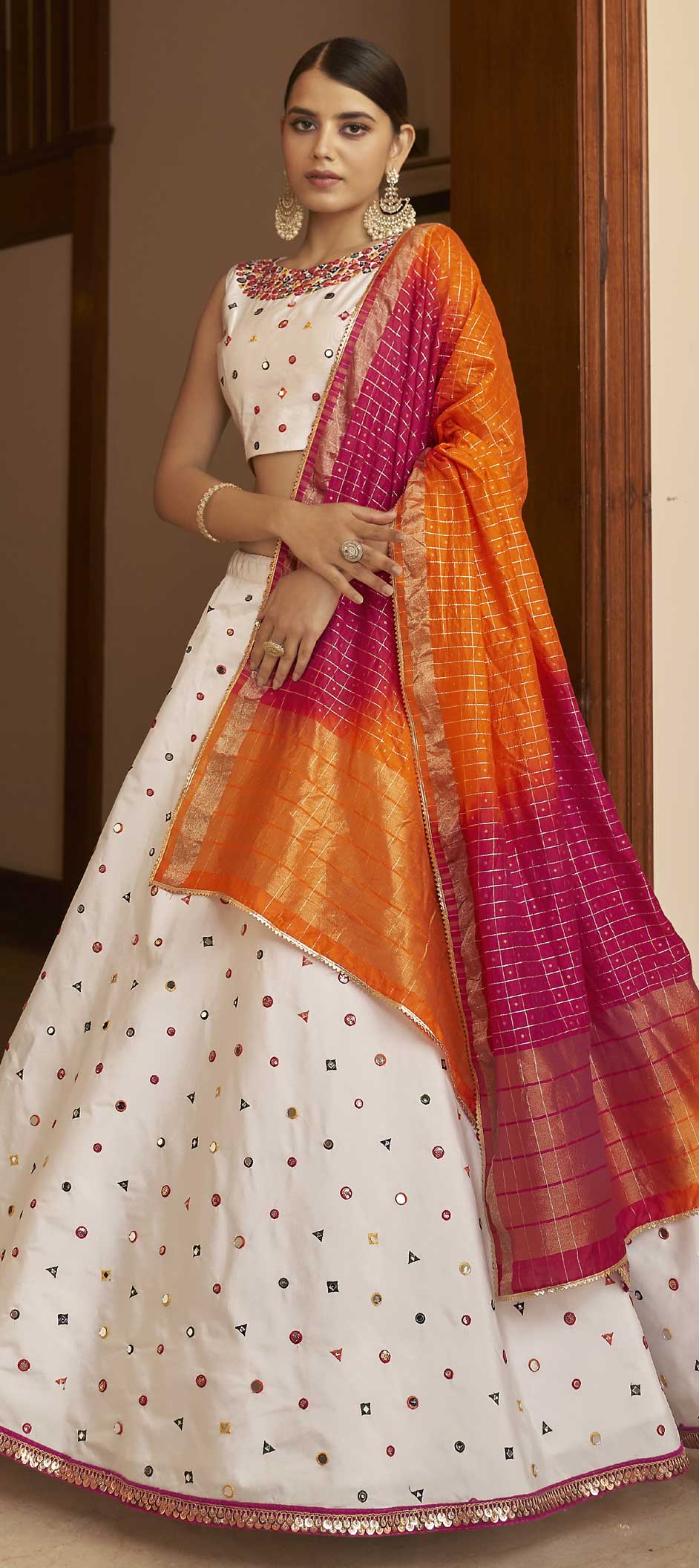 Party Wear, Wedding White and Off White color Art Silk fabric Lehenga ...