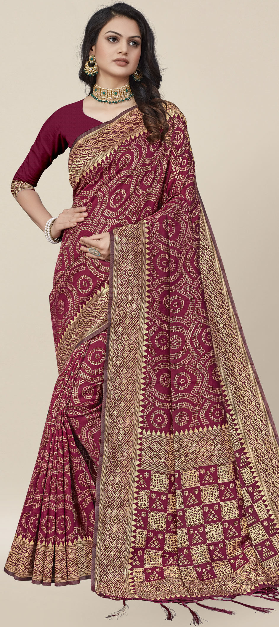 Traditional Red and Maroon color Blended, Silk fabric Saree : 1791701