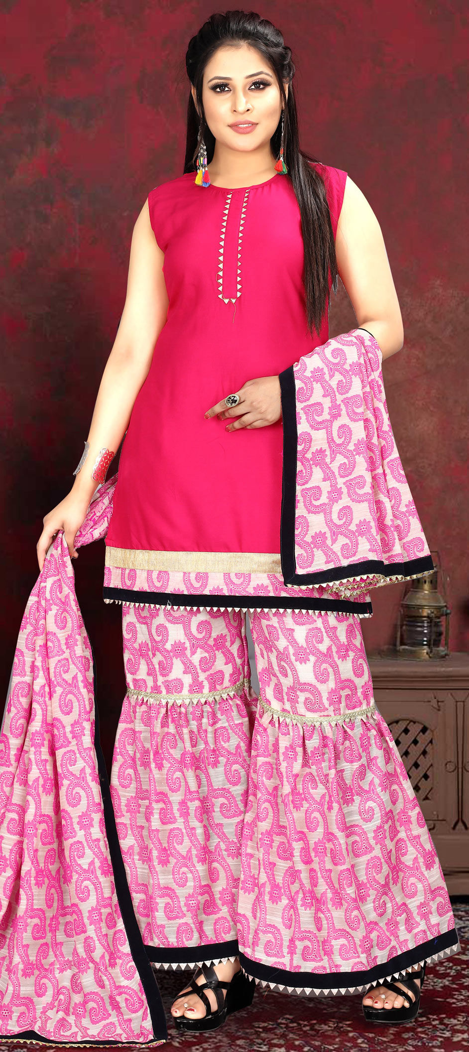 Festive, Party Wear Pink and Majenta color Cotton fabric Salwar Kameez ...