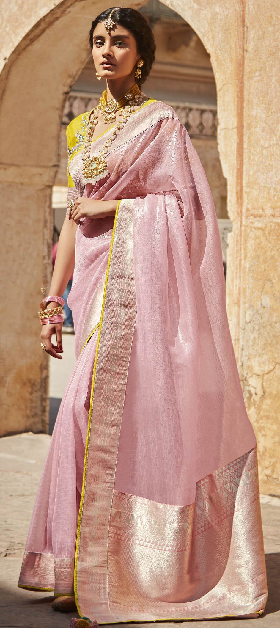 Traditional, Wedding Pink and Majenta color Banarasi Silk, Silk fabric ...