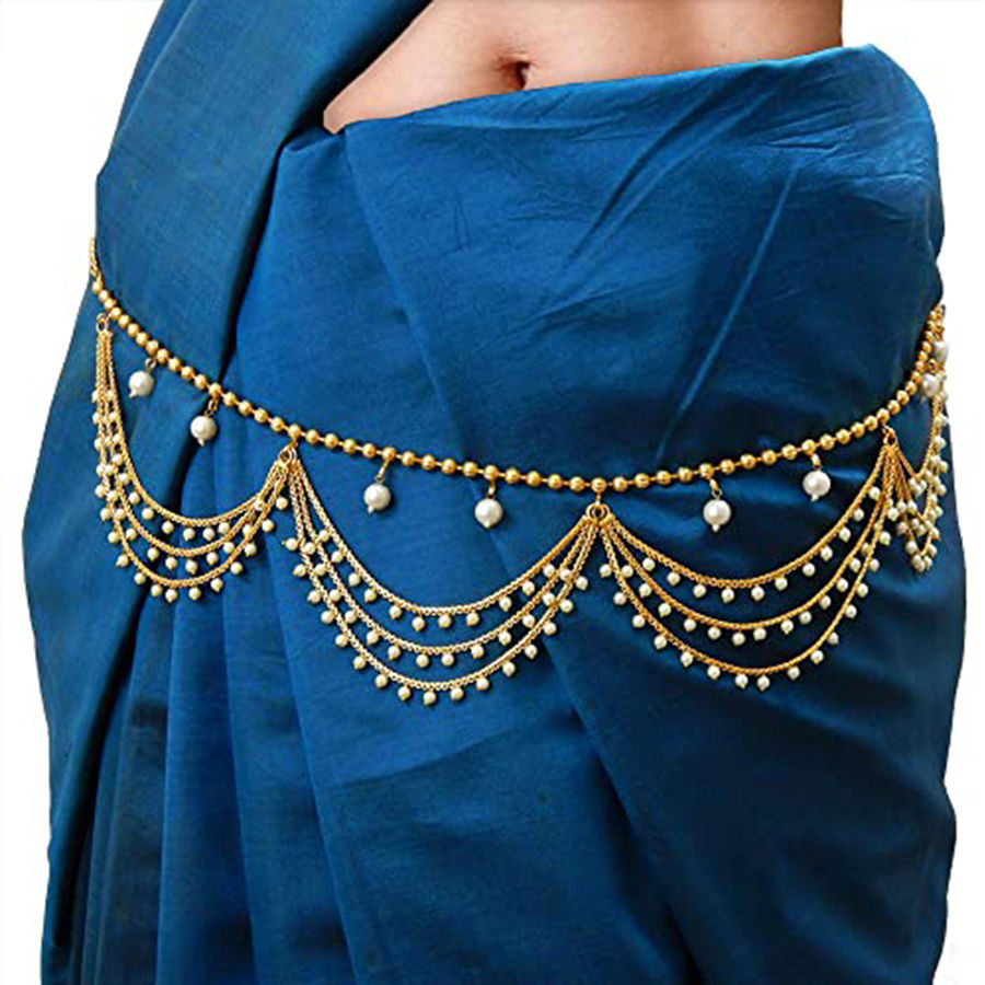 White and Off White color Metal Alloy metal Waist Chain : 1794443