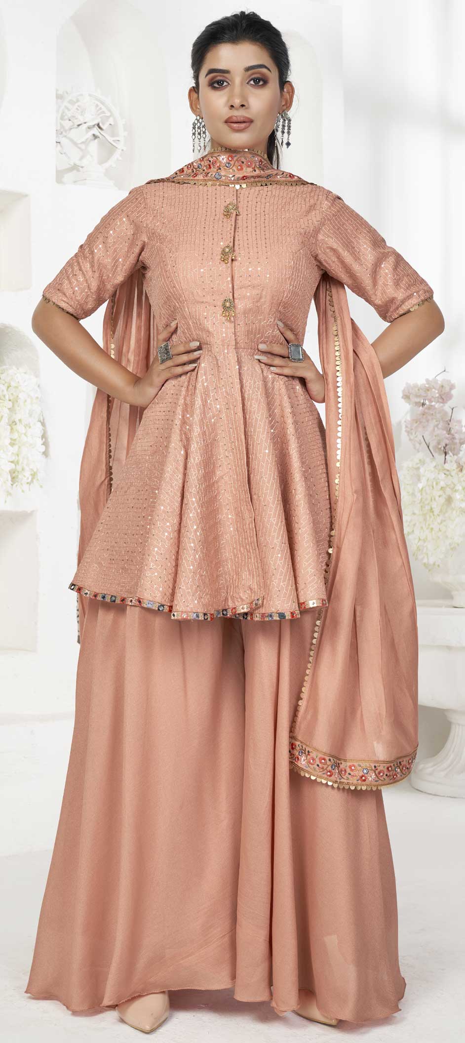 Festive, Party Wear Pink and Majenta color Banarasi Silk fabric Salwar ...