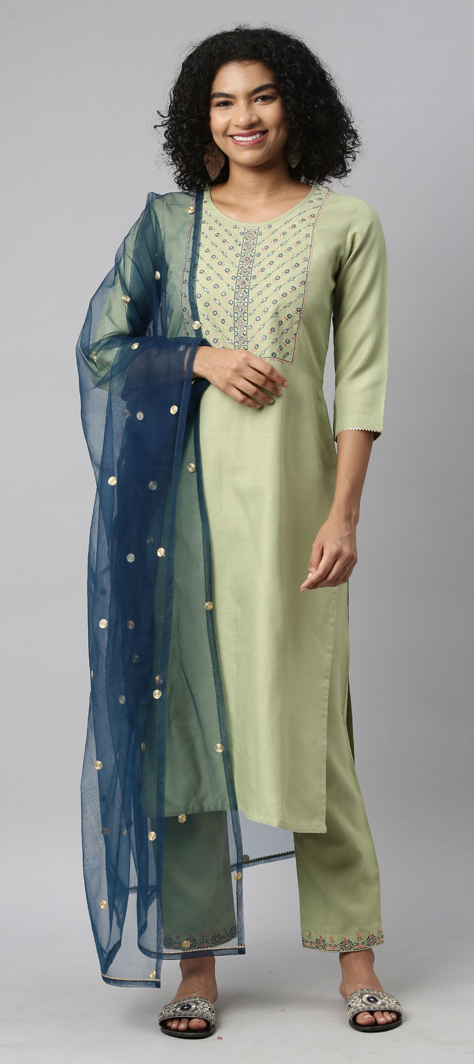 Party Wear, Reception Green color Blended Cotton fabric Salwar Kameez ...