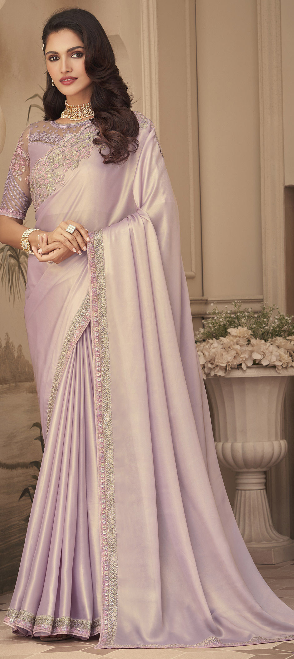 Festive, Party Wear, Wedding Purple and Violet color Shimmer fabric ...