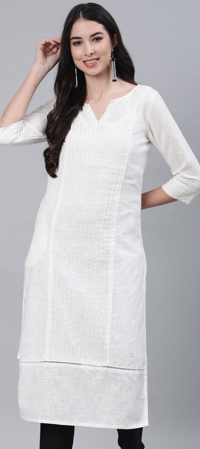 Casual White and Off White color Cotton fabric Kurti : 1798674