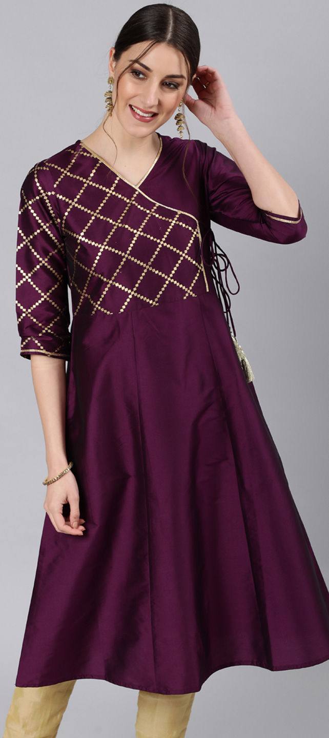 Casual Purple and Violet color Blended fabric Kurti : 1798716