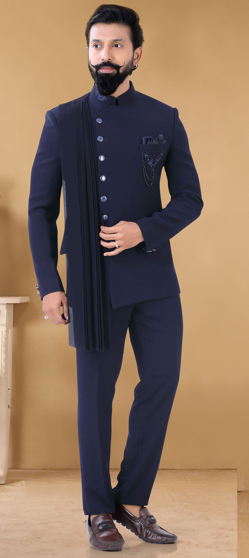 Blue color Lycra fabric Jodhpuri Suit : 1798999