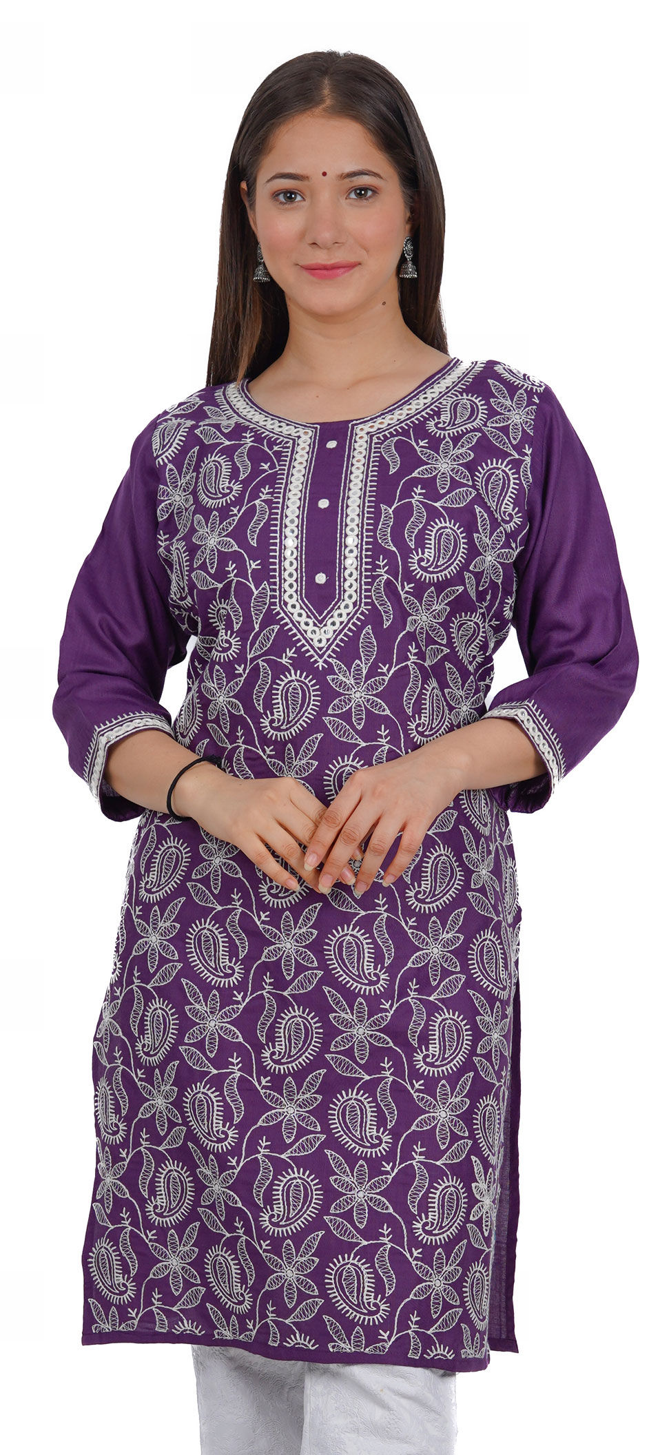 Casual Purple and Violet color Cotton fabric Kurti : 1801394
