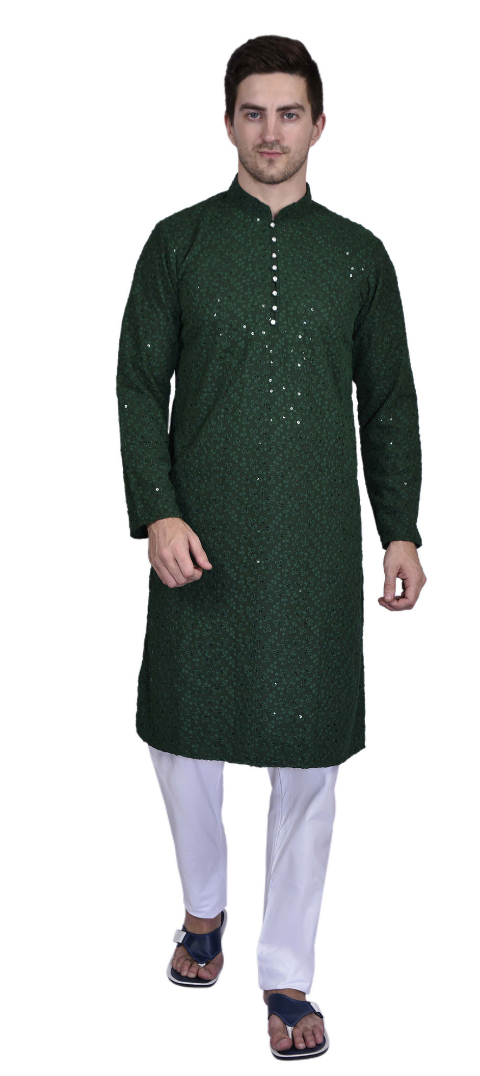 Green color Georgette fabric Kurta Pyjamas : 1804469