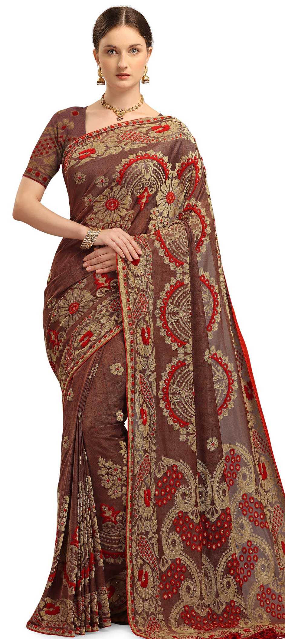 Casual, Party Wear Black and Grey, Red and Maroon color Velvet fabric ...