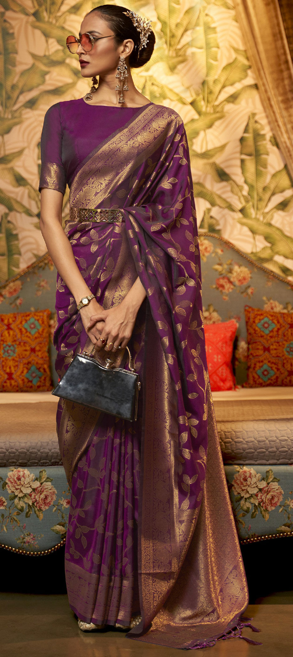 Traditional Purple and Violet color Art Silk, Silk fabric Saree : 1808624