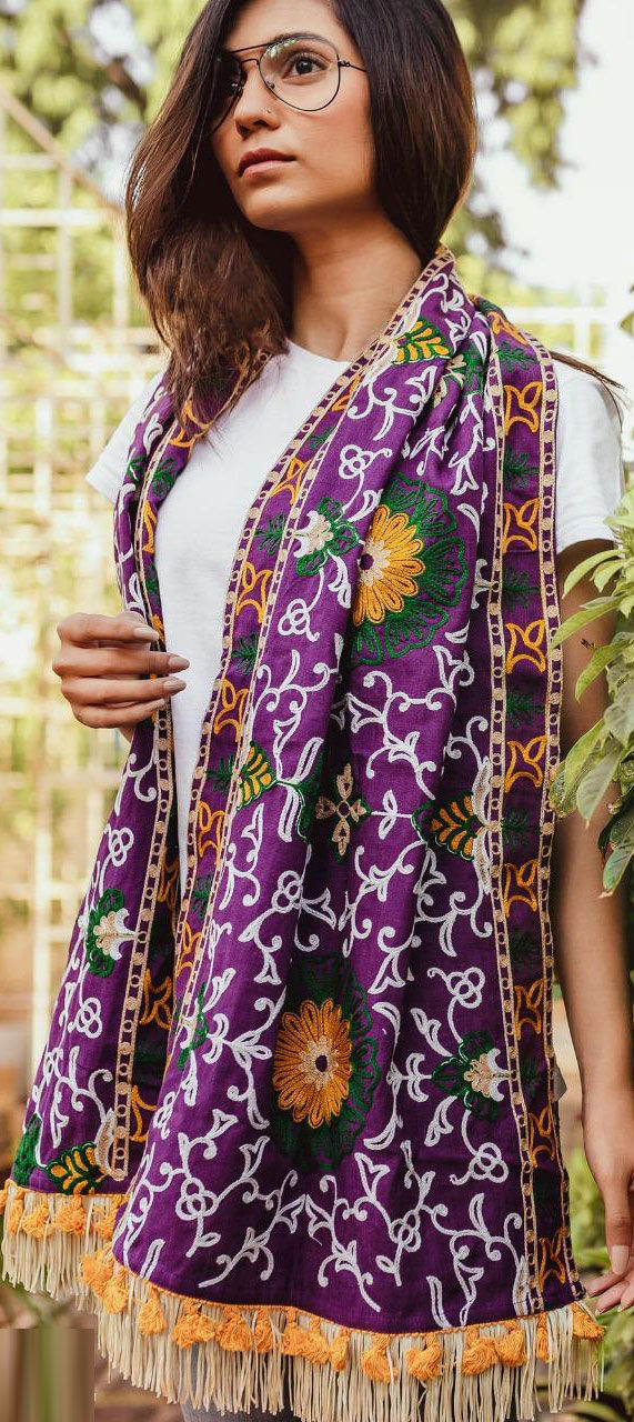 Casual Purple and Violet color Cotton fabric Dupatta : 1812178