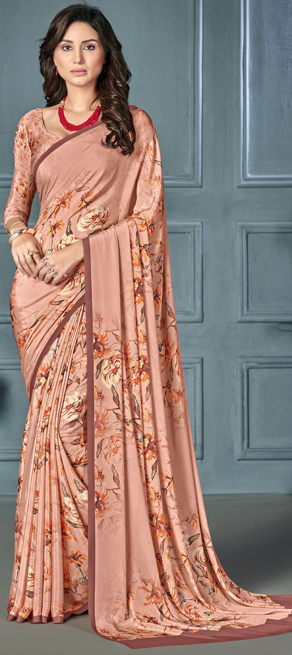 Casual Pink and Majenta color Georgette fabric Saree : 1812254