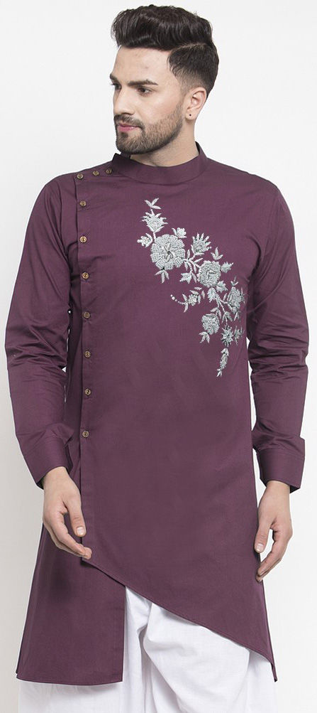 Purple and Violet color Blended Cotton fabric Kurta : 1815913