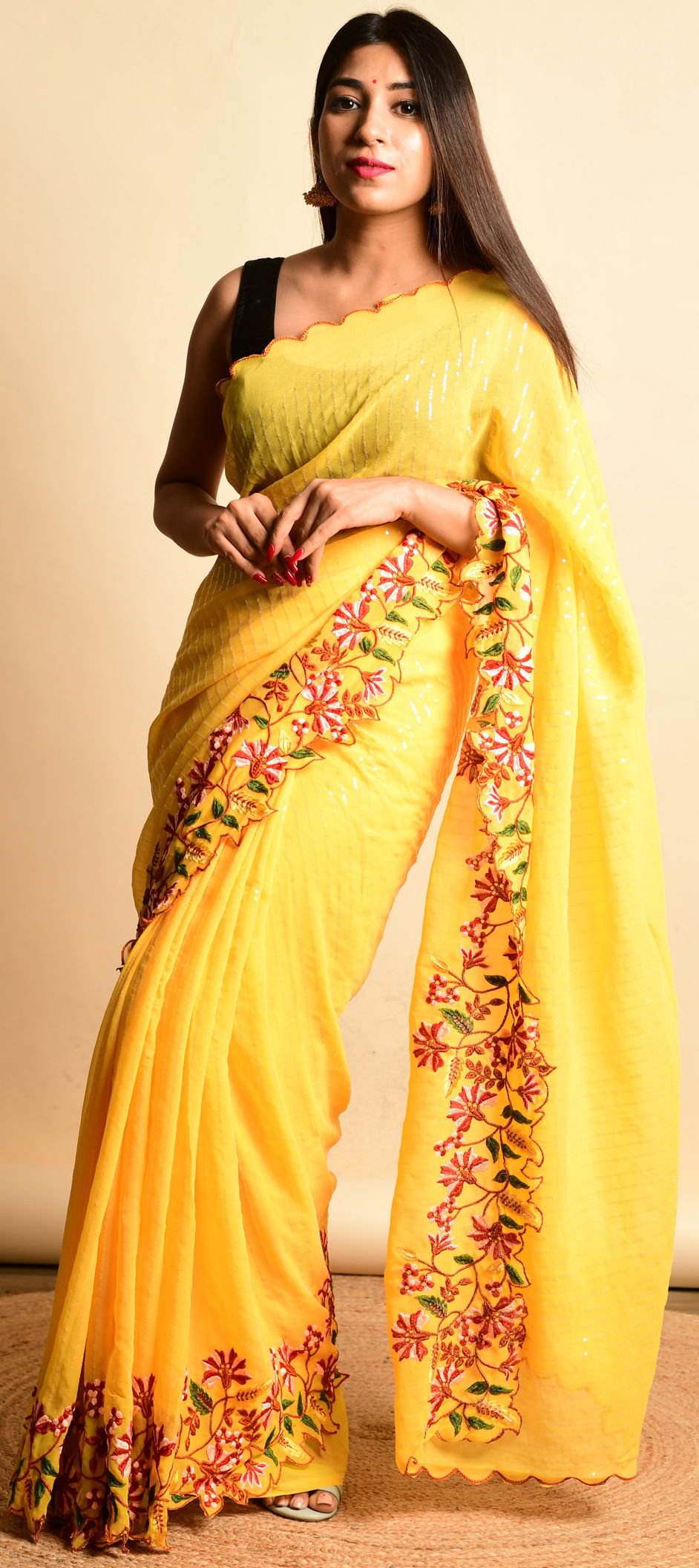 Party Wear Yellow color Georgette fabric Saree : 1815941
