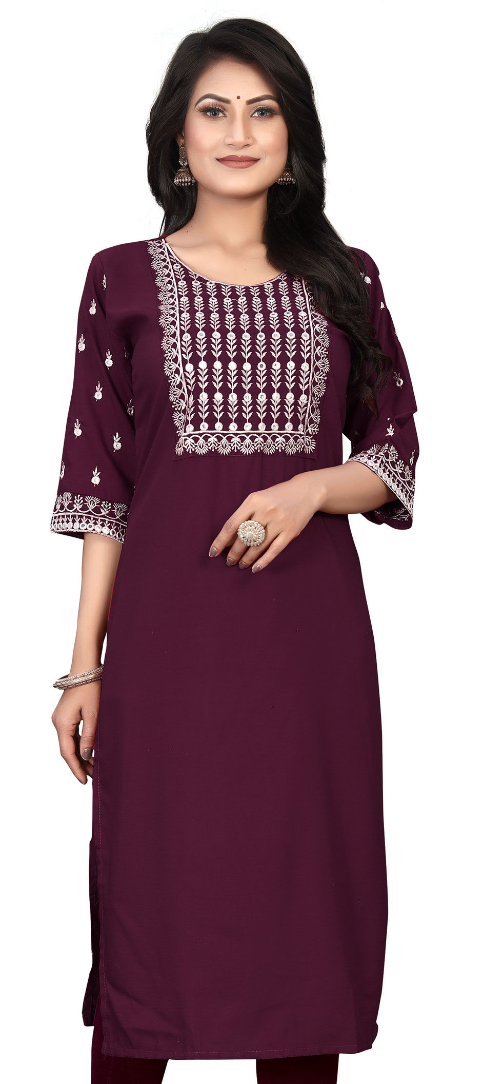 Casual Purple and Violet color Rayon fabric Kurti : 1816392
