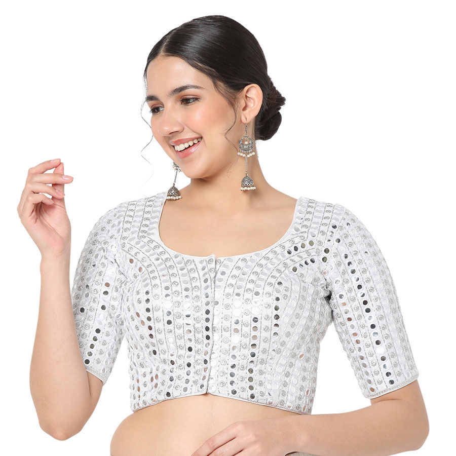 Silver color Cotton fabric Blouse : 1816984