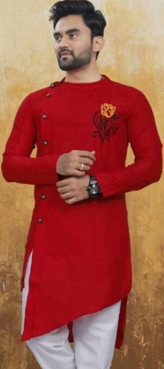 Red and Maroon color Cotton fabric Kurta : 1817672