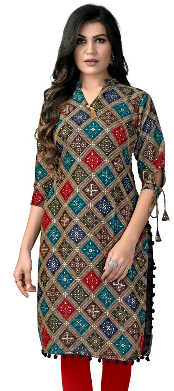 Casual Blue color Rayon fabric Kurti : 1818332