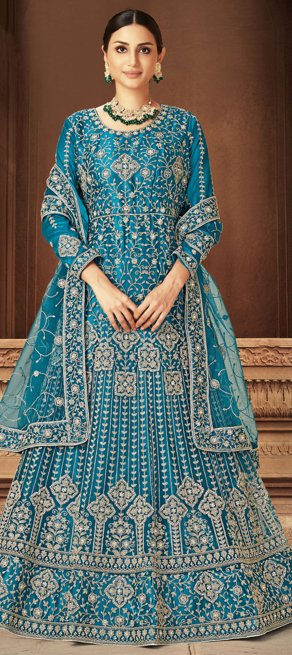 Festive, Party Wear Blue color Net fabric Salwar Kameez : 1818660