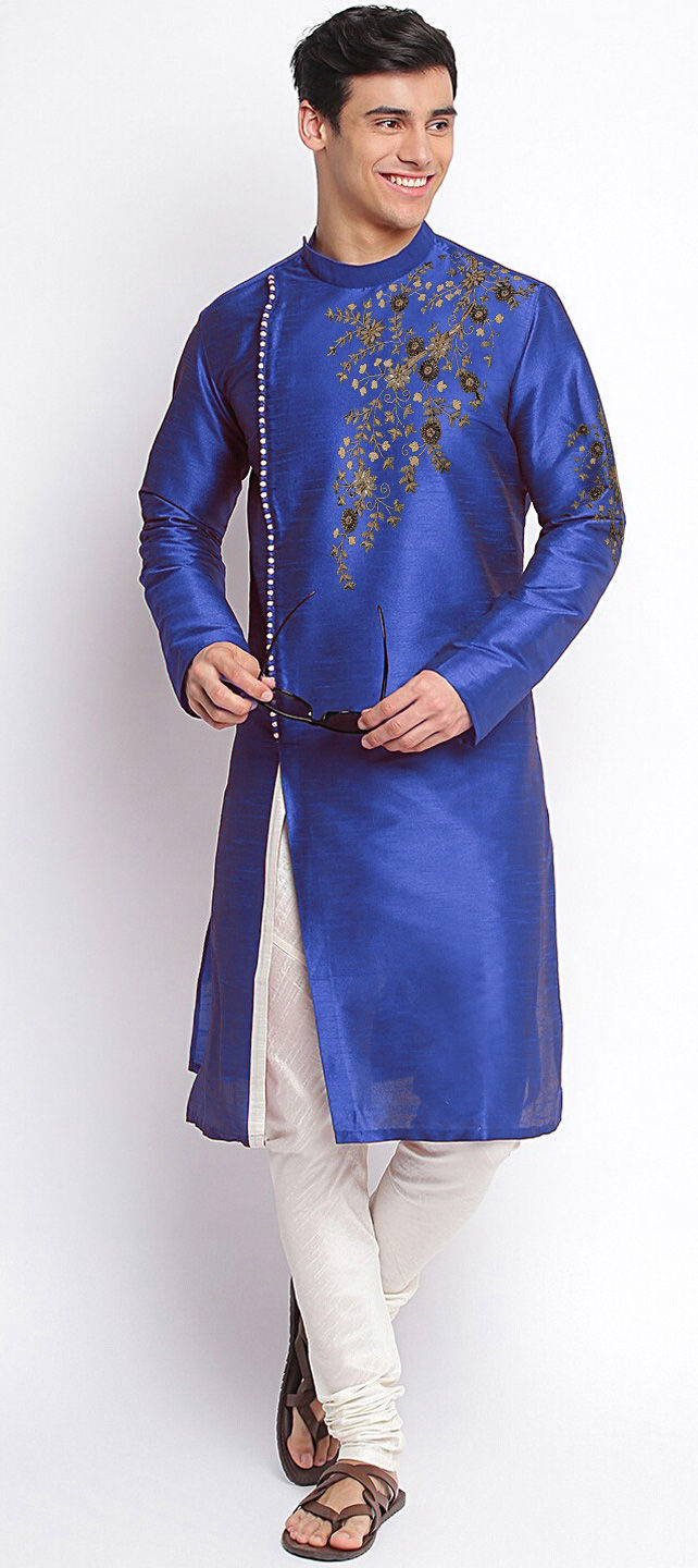 Blue color Art Silk fabric Kurta Pyjamas : 1820382