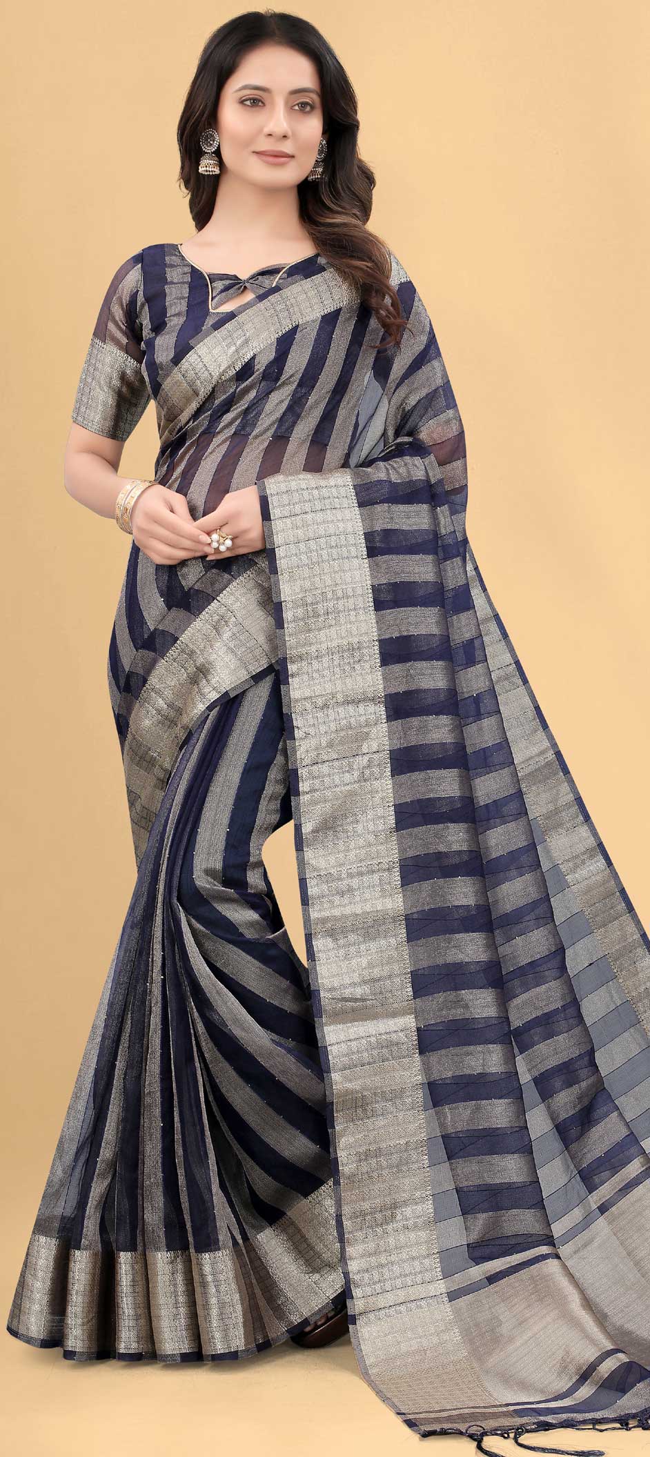 Traditional Blue color Cotton fabric Saree : 1823427