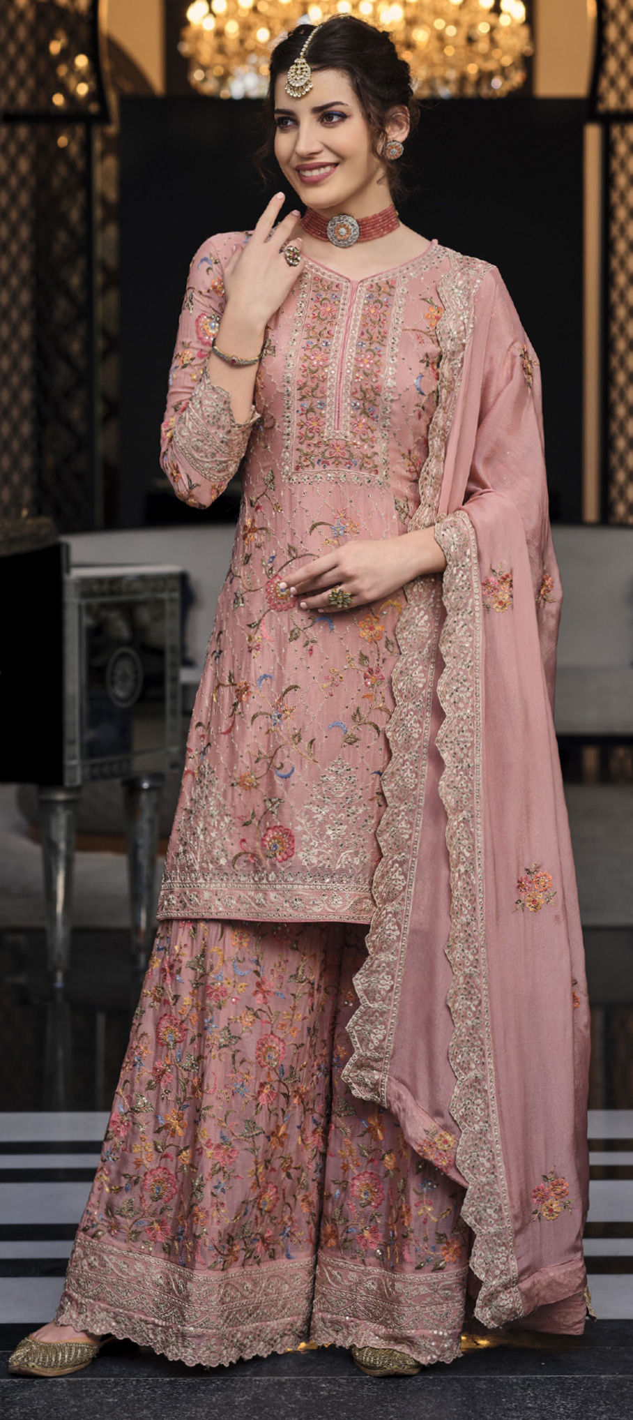 Festive, Party Wear Pink and Majenta color Georgette fabric Salwar ...