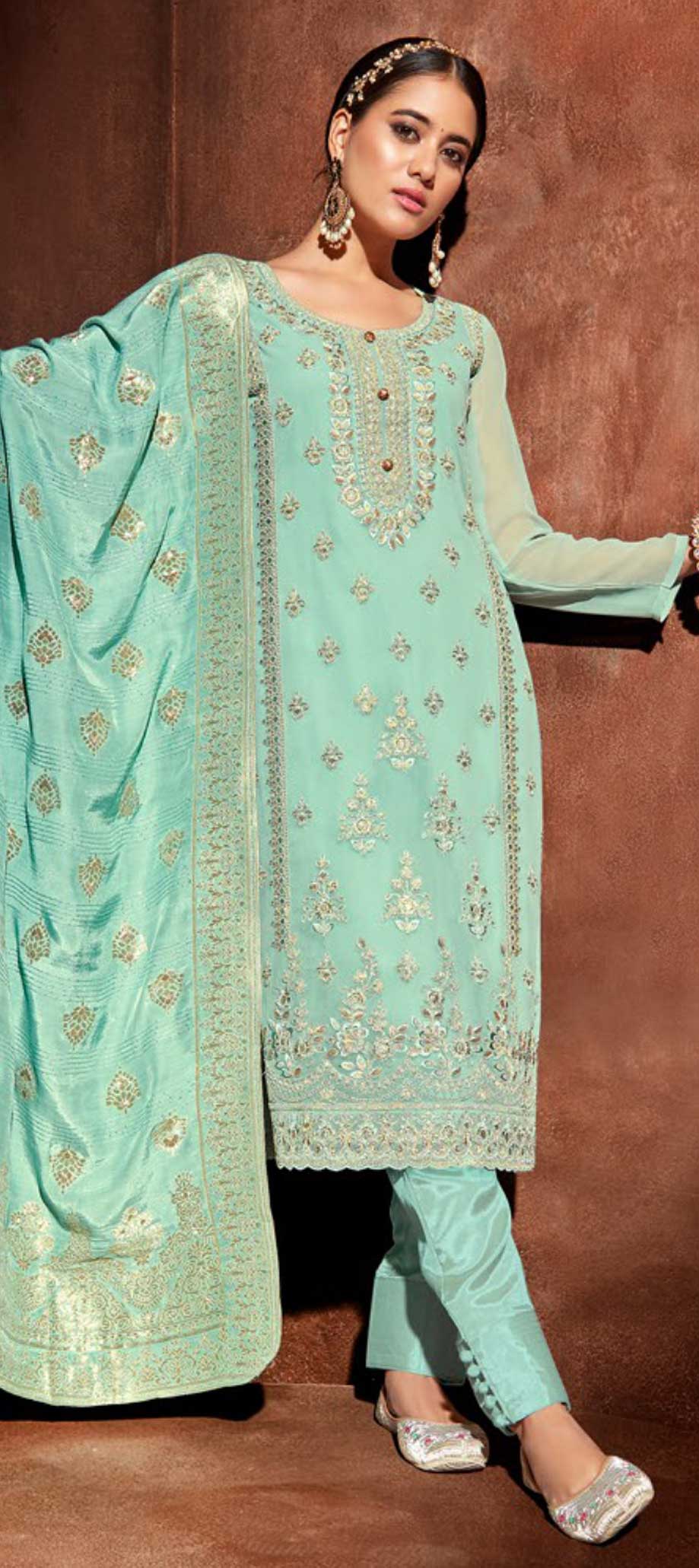 Festive, Party Wear Blue color Georgette fabric Salwar Kameez : 1823520