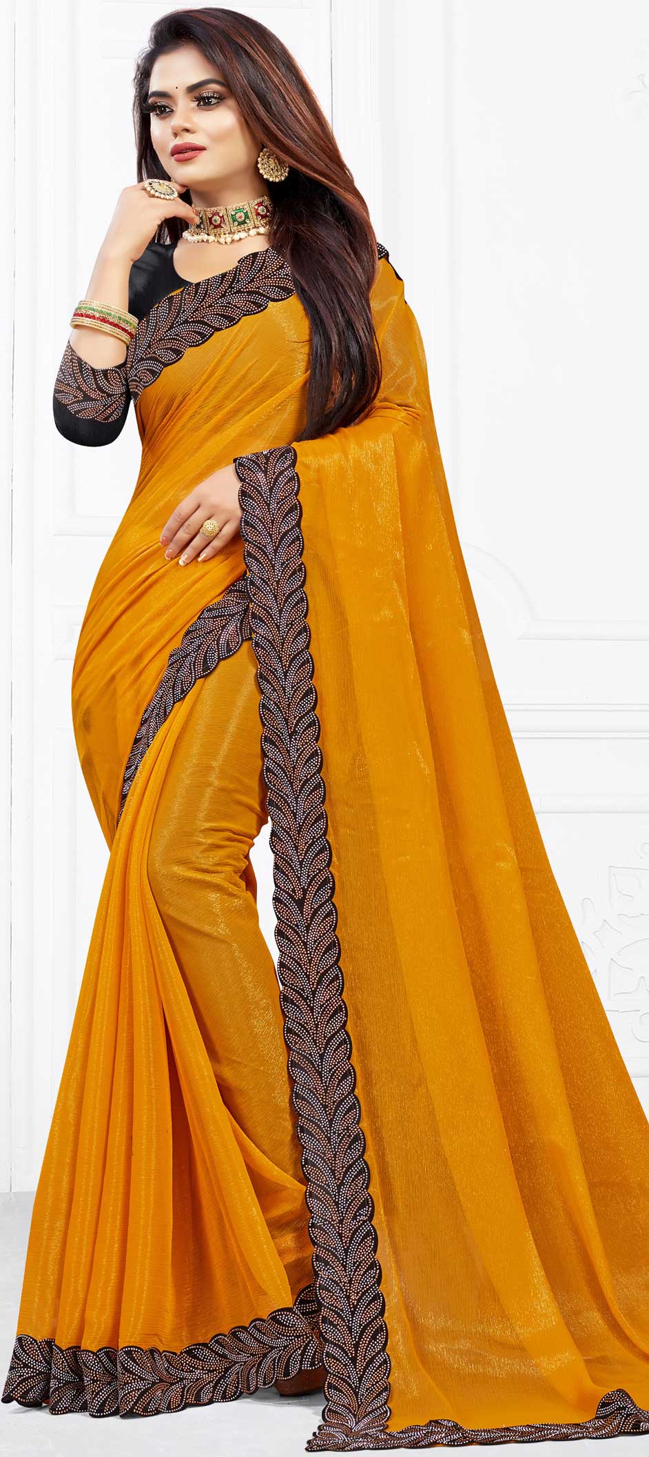 Festive, Party Wear Yellow color Shimmer fabric Saree : 1823892