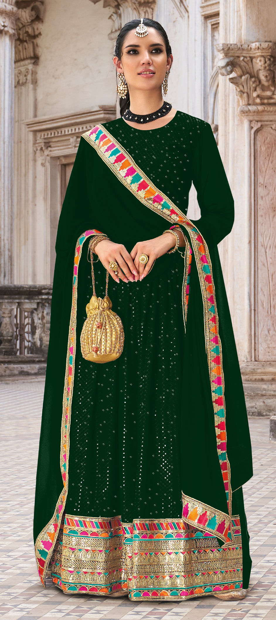 Party Wear Green color Georgette fabric Salwar Kameez : 1823960