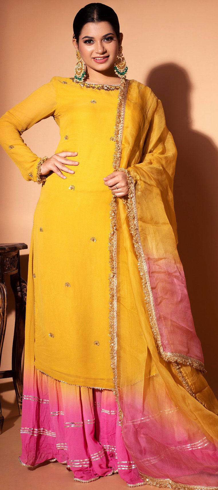 Festive, Party Wear Yellow color Georgette fabric Salwar Kameez : 1824143