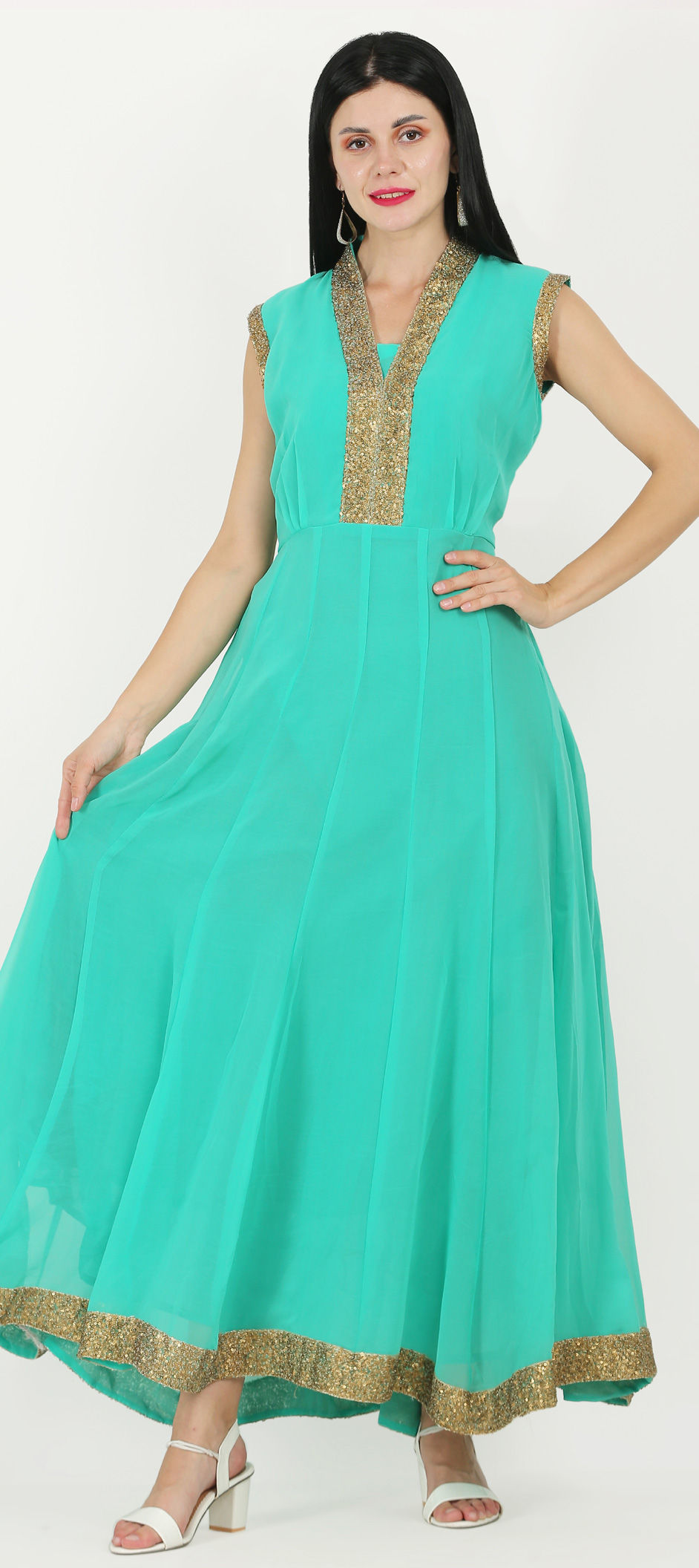 Party Wear Blue color Georgette fabric Gown : 1825451