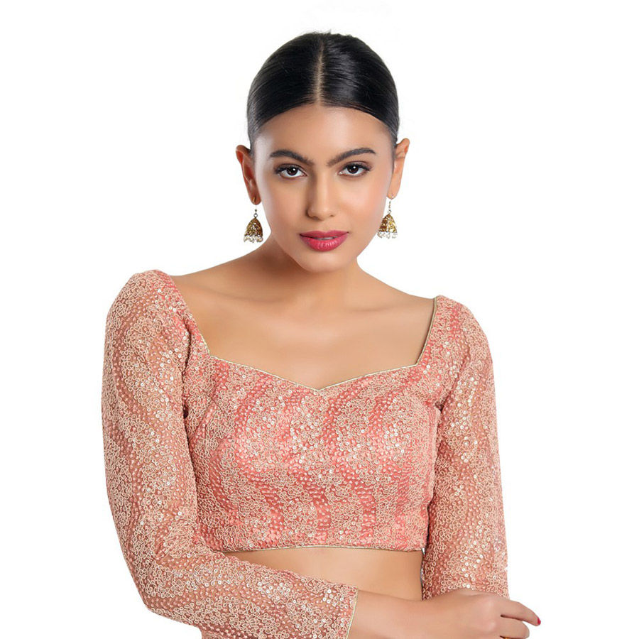 Pink and Majenta color Net fabric Blouse : 1826183