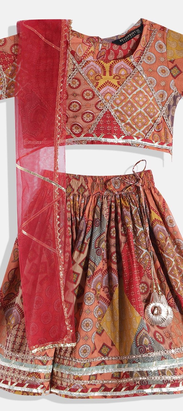 Festive, Party Wear Multicolor color Cotton, Net fabric Kids Lehenga ...