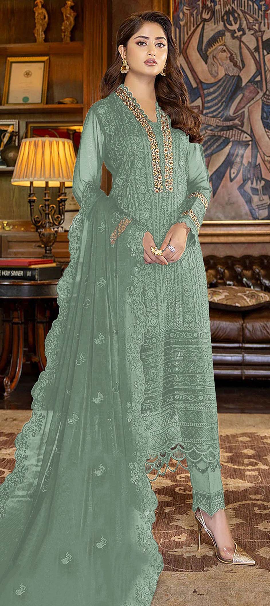 Festive, Party Wear Blue color Faux Georgette fabric Salwar Kameez ...